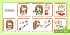 Brushing Teeth Step-by-Step Instructions