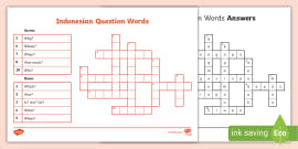 Question Words Word Cards Indonesian (teacher made) - Twinkl