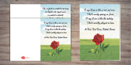 A Red, Red Rose Robert Burns Quote Botanical-Themed Poster
