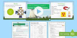 Energy Stores and Transfers Worksheet | KS3 Science | Beyond