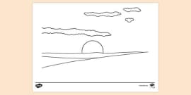 Sunset Colouring Sheet (teacher made) - Twinkl