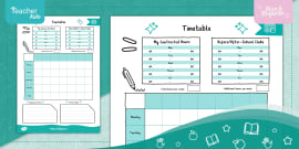 Teacher Aide Editable Timetable (Teacher-Made) - Twinkl