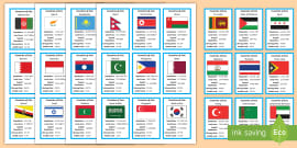 Countries of Asia (Flags) Colouring Pages (teacher made)