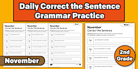 First Grade December Correct the Sentence Grammar Practice
