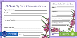 All About My Mom Worksheet / Worksheet (teacher made)