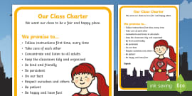 Our Class Charter Superhero Themed PowerPoint (Teacher-Made)