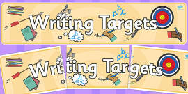 Superhero Themed Writing Targets Display Posters