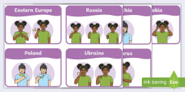 Auslan Countries in Asia Word Cards