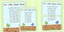 One Little Two Little Birds Visual Aids (teacher made)