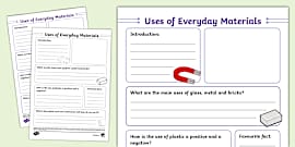 Uses of Everyday Materials Leaflet Template (teacher made)