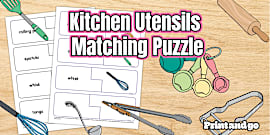 Kitchen Utensils Matching Worksheet