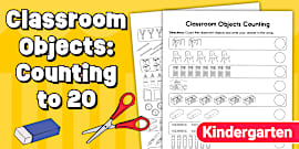 School Objects in the Classroom Matching Worksheet