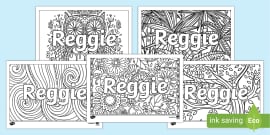 Reggie Name Simple Colouring Activity (teacher made)