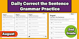 2nd Grade July Daily Correct the Sentence Grammar Practice
