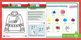 Christmas Jumper Communication Worksheet Colouring Activity