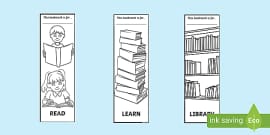 FREE! - School Library Bookmarks to Colour | Resource | Twinkl