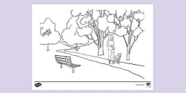At the Park Colouring Page (teacher made) - Twinkl