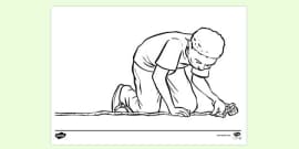 FREE! - Child Kneeling With Hand On Knee Colouring Sheet