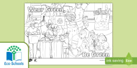 FREE! - KS1 Eco-Schools NI: Wear Green Be Green Colouring Page