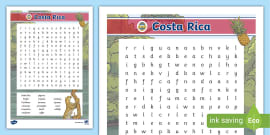 KS1 Costa Rica Word Search - Geography Vocabulary - Twinkl