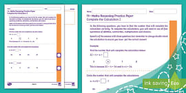 👉 11+ Maths Baseline Assessment Paper (teacher made)