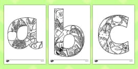 Uppercase Alphabet Themed Mindfulness Colouring Sheets
