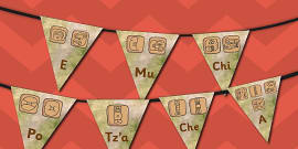 Tapiz de vocabulario: Jeroglíficos aztecas – Escritura náhuatl- Guía de