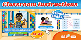 ESL Classroom Instructions Flashcards for Kids {A1-A2}