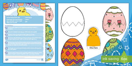 Split Pin Chick in Egg Craft Instructions (teacher made)