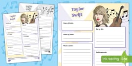Taylor Swift Fact File - KS2 - Famous Musicians - Twinkl