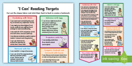 Year 1 'I Can' Reading Goal Bookmarks | Primary Resources