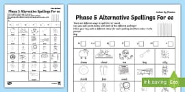 Alternative Spellings ee, ea, ey, e-e and y Table Worksheet