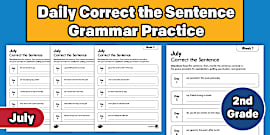 Second Grade January Daily Correct the Sentence Grammar