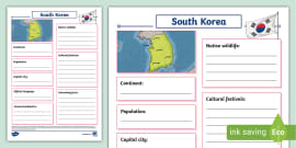 South Korea Word Search, South Korea, Asia (teacher made)