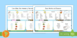 Days of the Week - Flashcards in Spanish and English