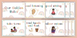 Botanical-Themed Nursery Golden Rules Display Posters