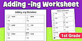 Adding -ing Worksheet