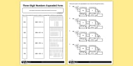 Writing Numbers in Expanded Form 100s Worksheet / Worksheet- expanded form