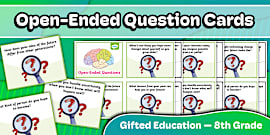 Open-Ended Question Cards for Gifted Education | 3rd Grade