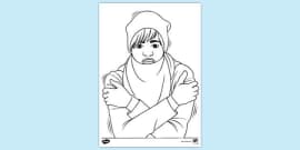 Cold Girl Freezing Colouring | Colouring Sheet