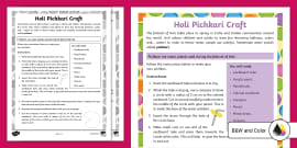Sixth Grade Let's Celebrate Holi Reading Comprehension