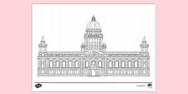 FREE! - Town Hall Colouring | Colouring Sheets - Twinkl