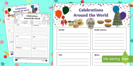 My Favourite Celebration Activity Sheet, Celebrations