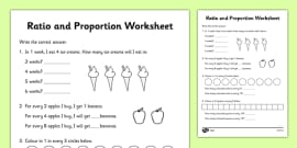 Recipes Ratio and Proportion Worksheet (teacher made)