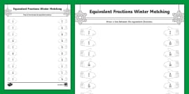Third Grade Equivalent Fractions Winter Activity - Twinkl