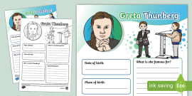 Greta Thunberg Fact File Template,Greta Thunberg biography