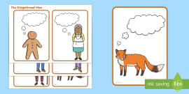 The Gingerbread Man Stick Puppets - Gingerbread man, stick puppet