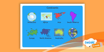 Continents Word Map - Twinkl