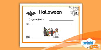 Halloween certificate - Twinkl