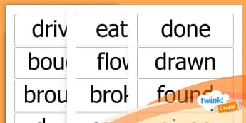 Past participle display cards - Twinkl